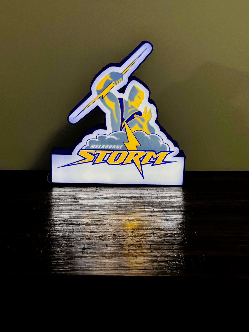 Brightly Lit Melbourne Storm - NRL Team LED Light up sign / Wall Art ...